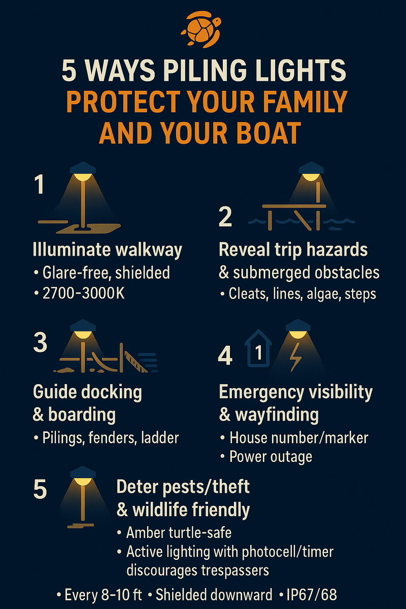 5 Ways Piling Lights Protect Your Family and Your Boat