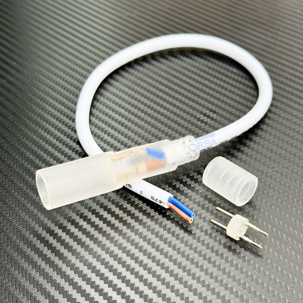 LED Rope Light Power Cord Kit Connector Pins & End Cap, Marine